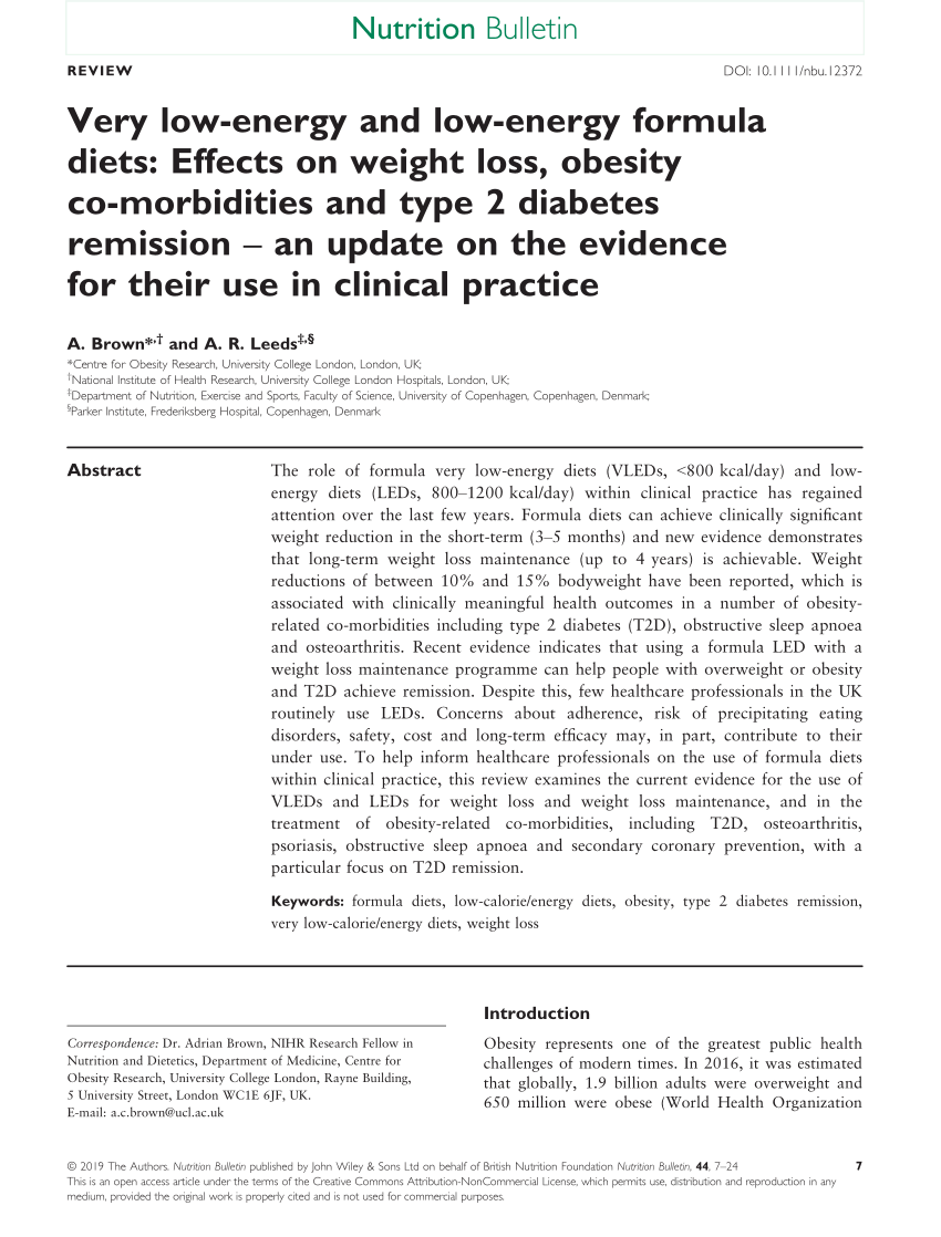 What is a primary benefit of using a low energy diet or a very-low-energy diet?