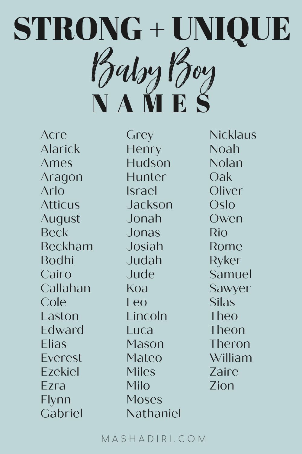What is a unique boy name?