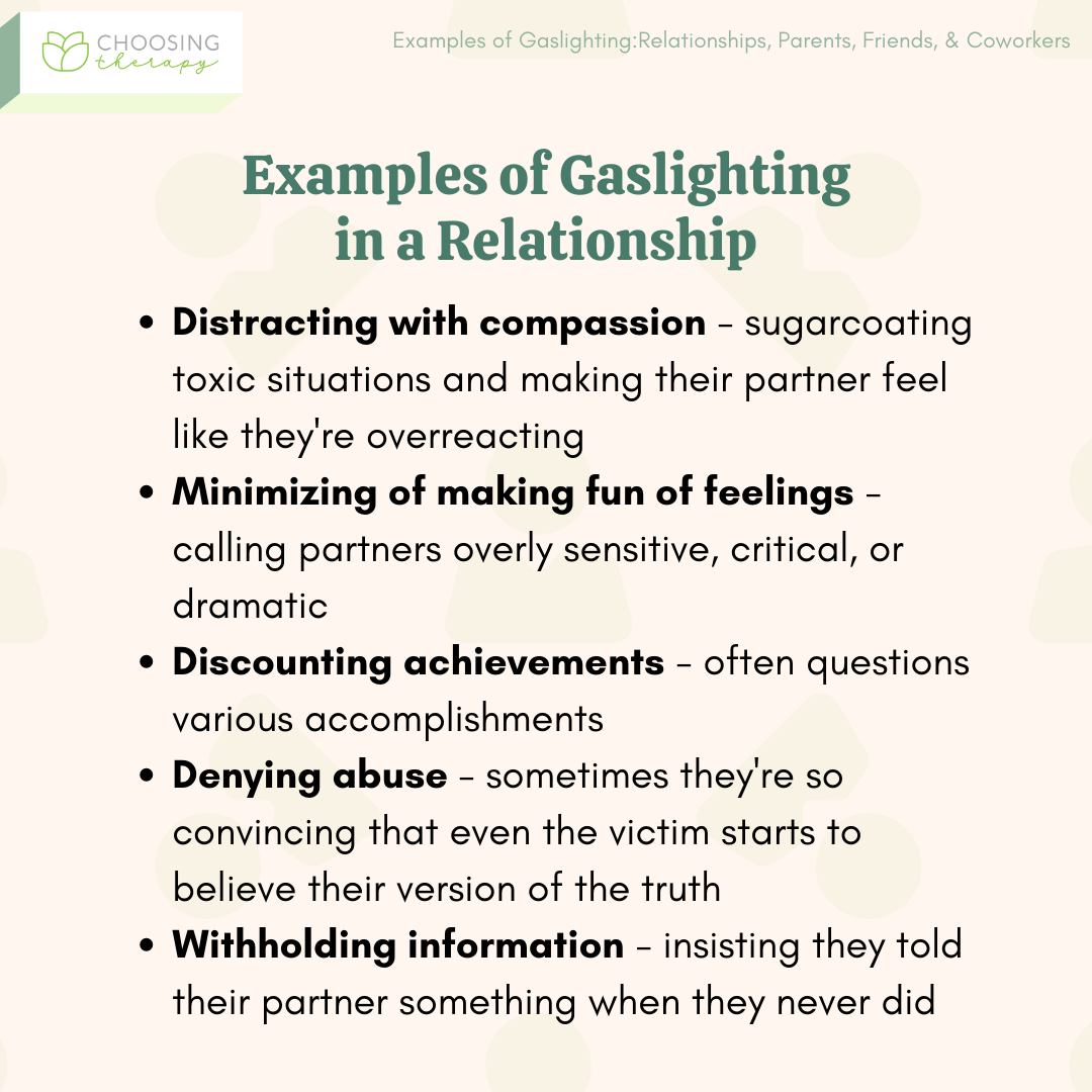 What is an example of gaslighting in a relationship?