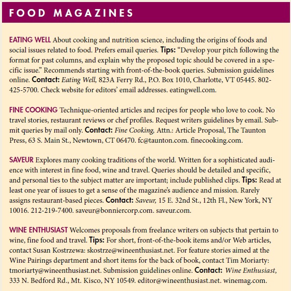 What is food writing and examples?