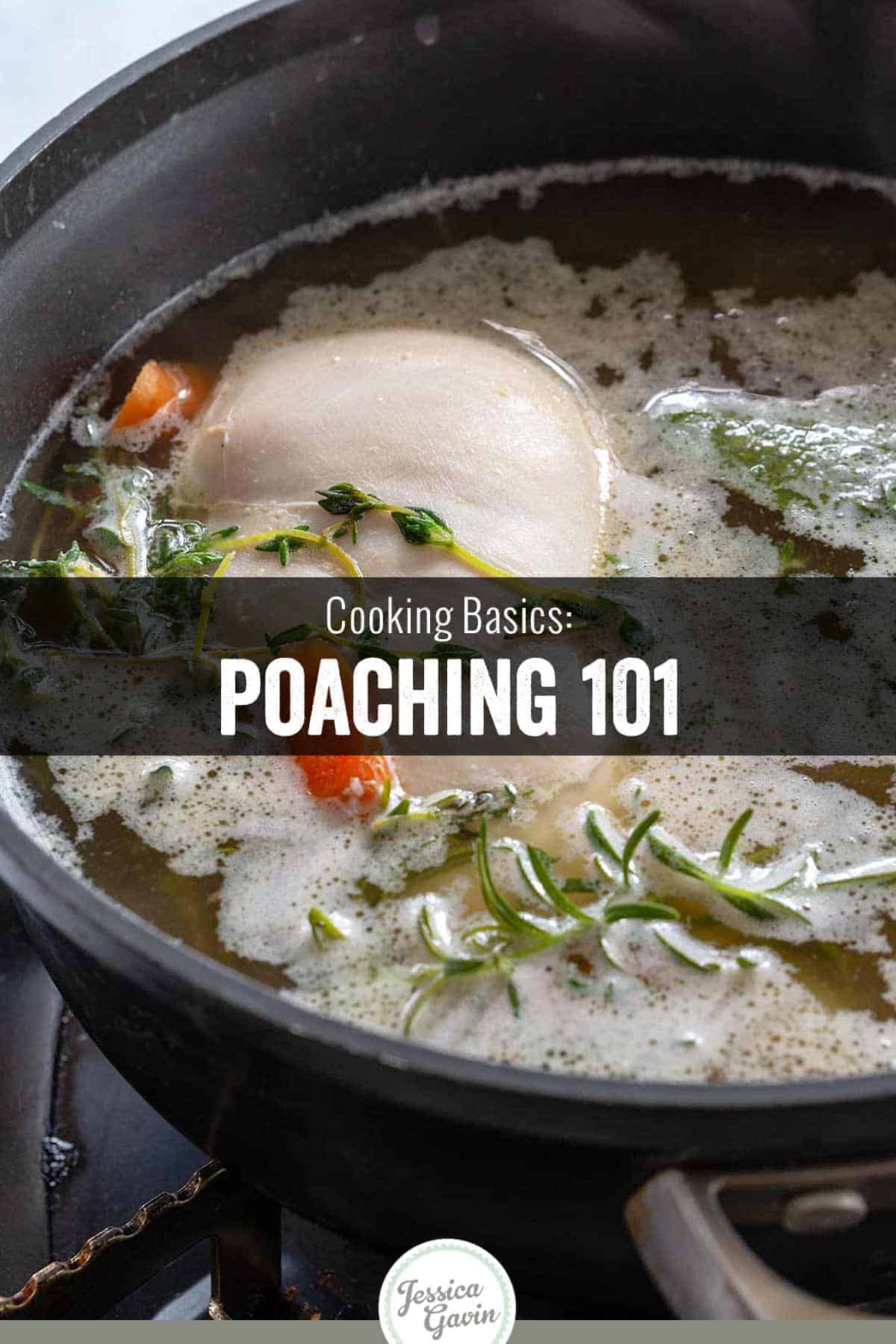 What is generally added to a poaching liquid to add flavor to the finished product?