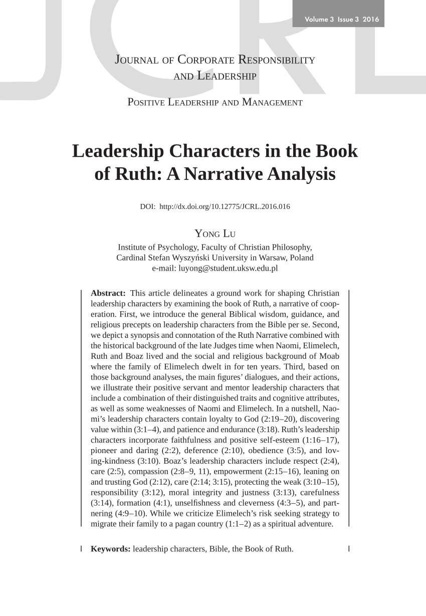 What is narrative analysis in the Book of Ruth?