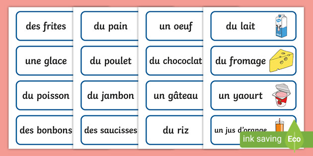 What is the French vocabulary for food?