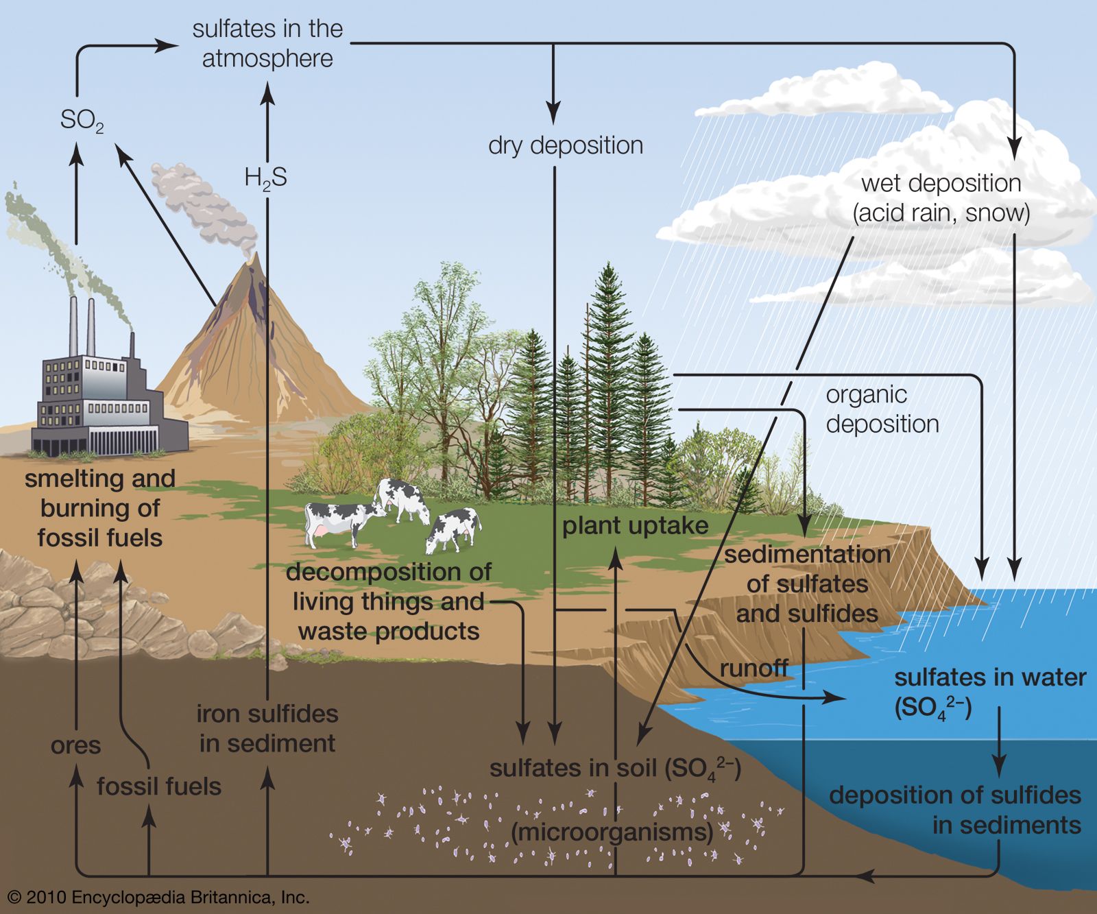 What is the major source of natural sulfur in the atmosphere?