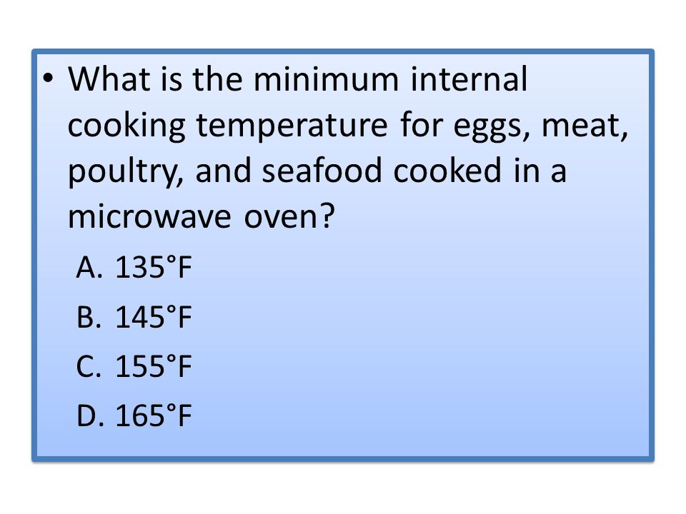 What is the minimum internal cooking temperature for seafood cooked in