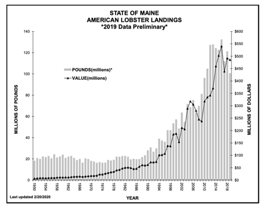 What is the price of lobster in Maine 2021?