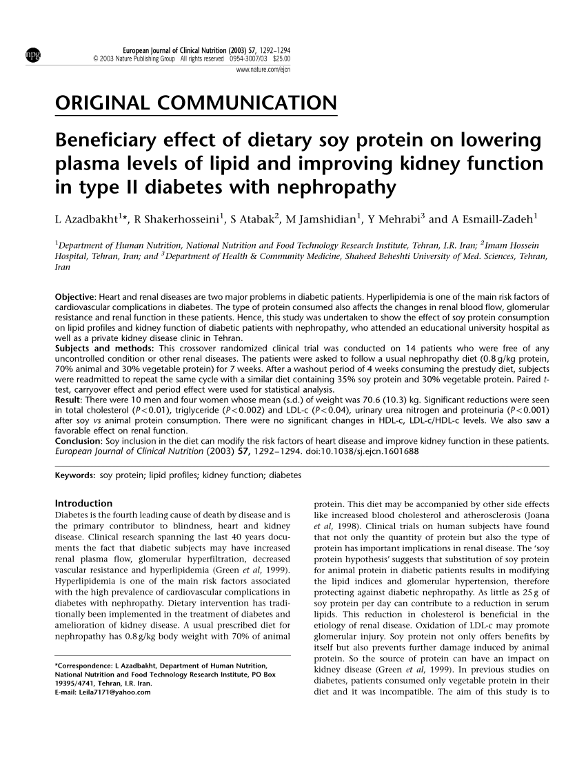 What is the role of soy protein in the treatment of nephropathy?