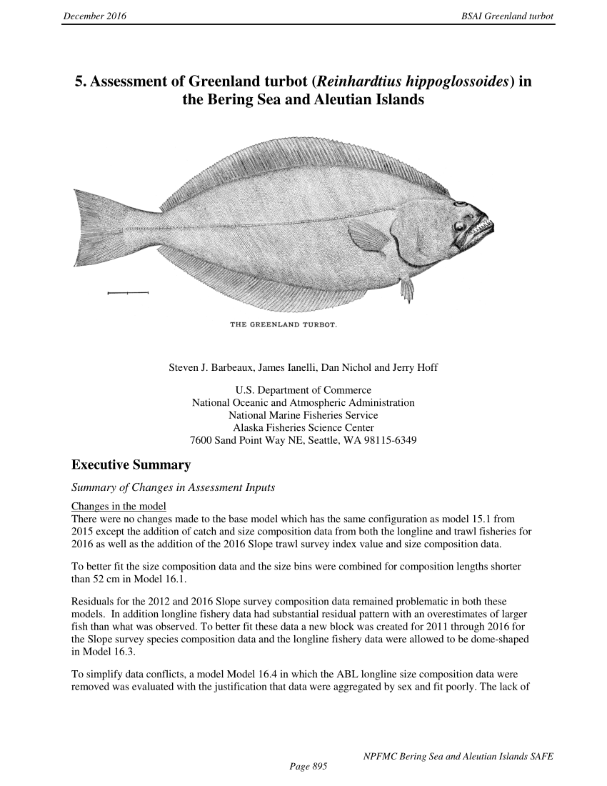 What is the stock assessment unit for the Greenland halibut?