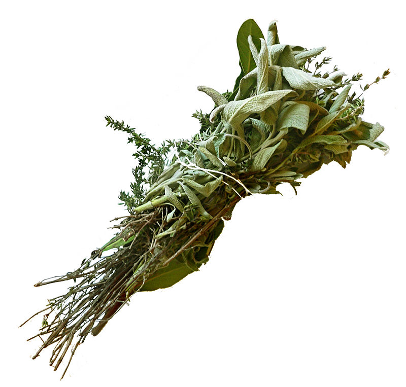 What is used to flavor stock with a bundle of herbs?