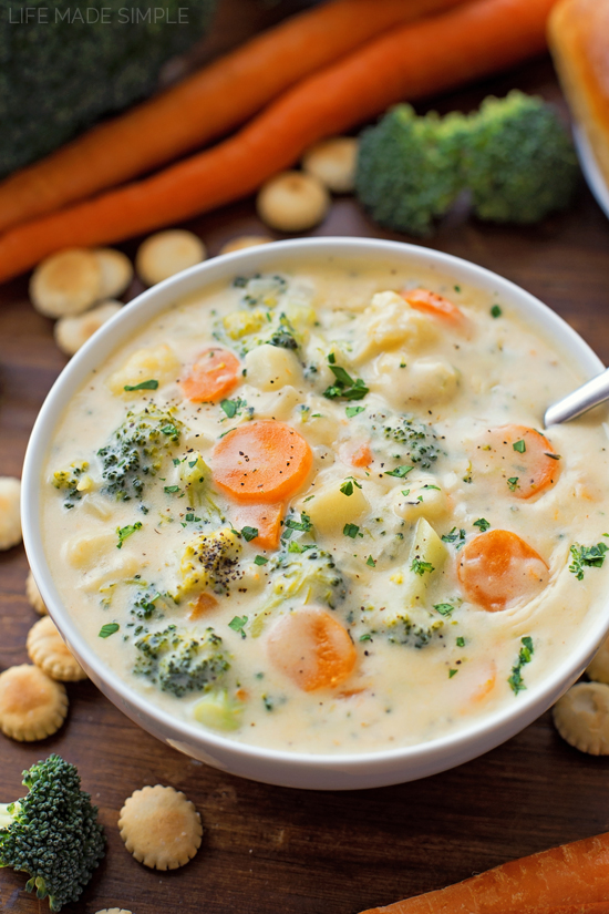 What is vegetable chowder made of?