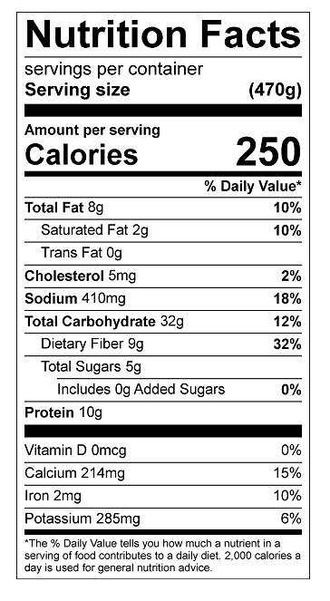 What nutrients does vegetable soup have?