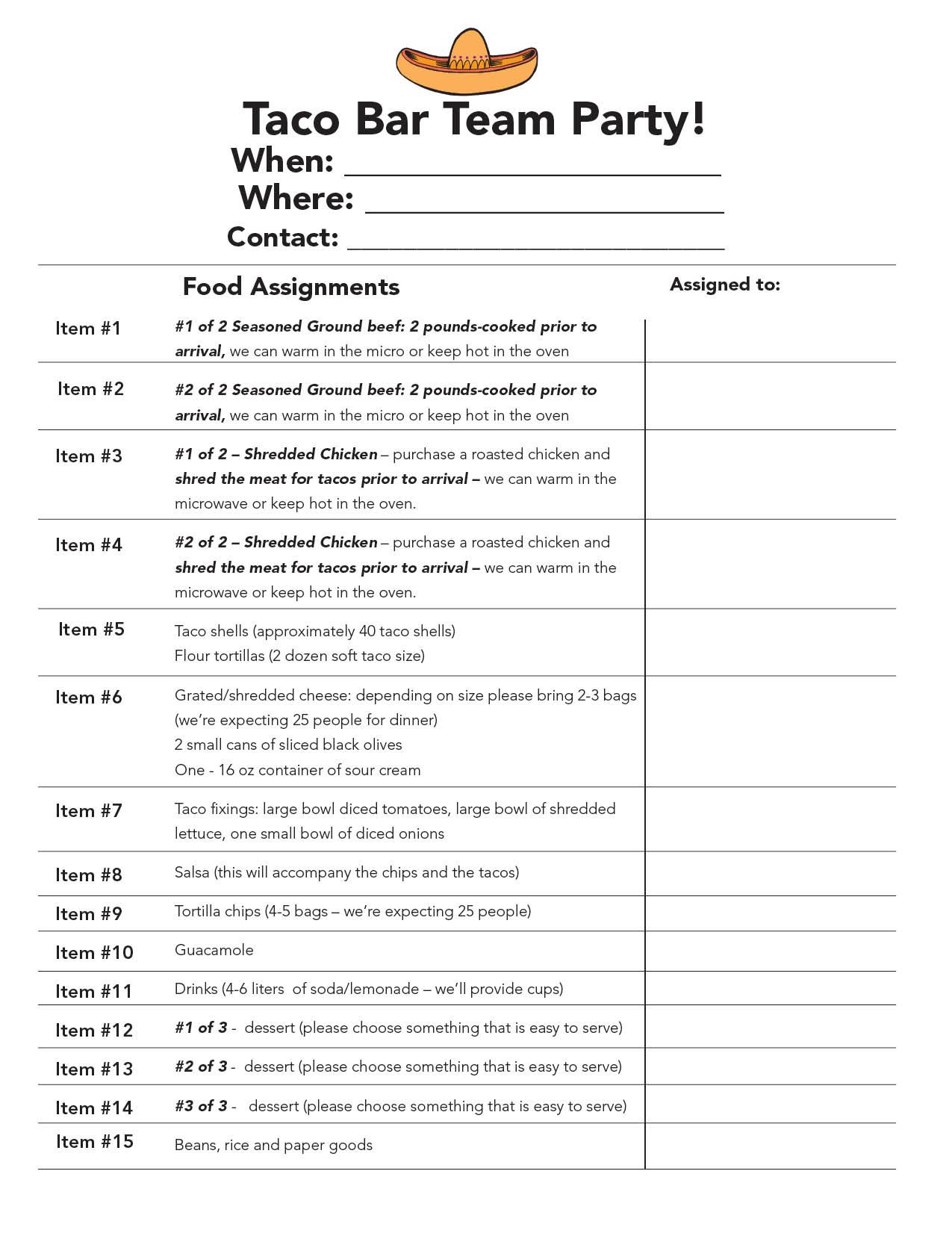 What should I bring to a taco bar potluck?