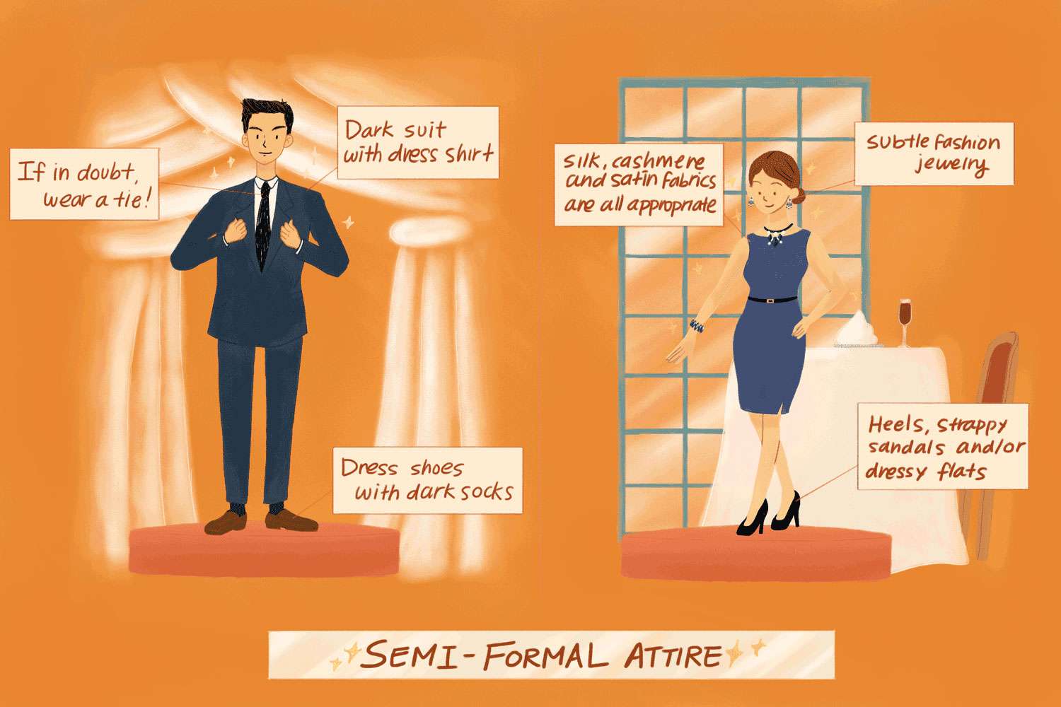 What should you not wear to a semi-formal event?