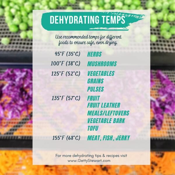 What temperature do you dehydrate fruits and vegetables?