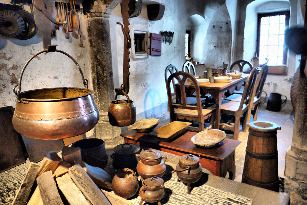 What were kitchens called in medieval times?