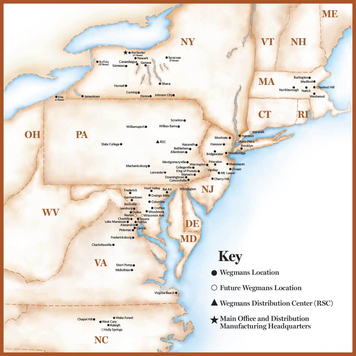 Where are Wegmans stores located in the US?
