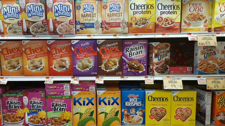 Which breakfast cereal has the least sugar?