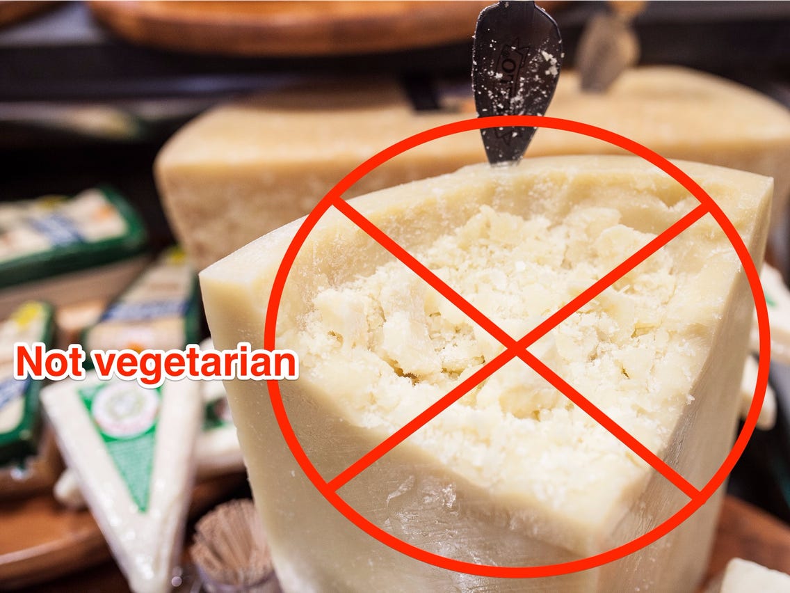 Which cheese is not vegetarian?