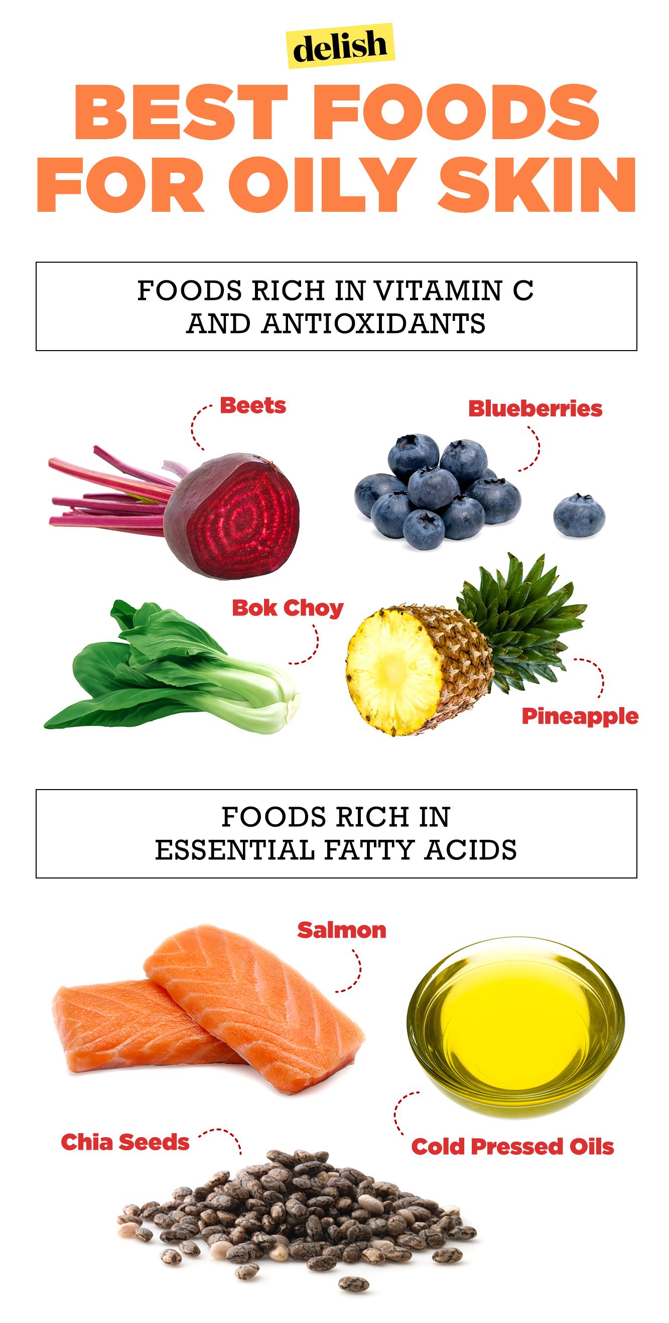 Which food should be avoided for oily skin?