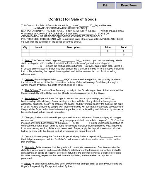Who are responsible for loss in sale of goods?