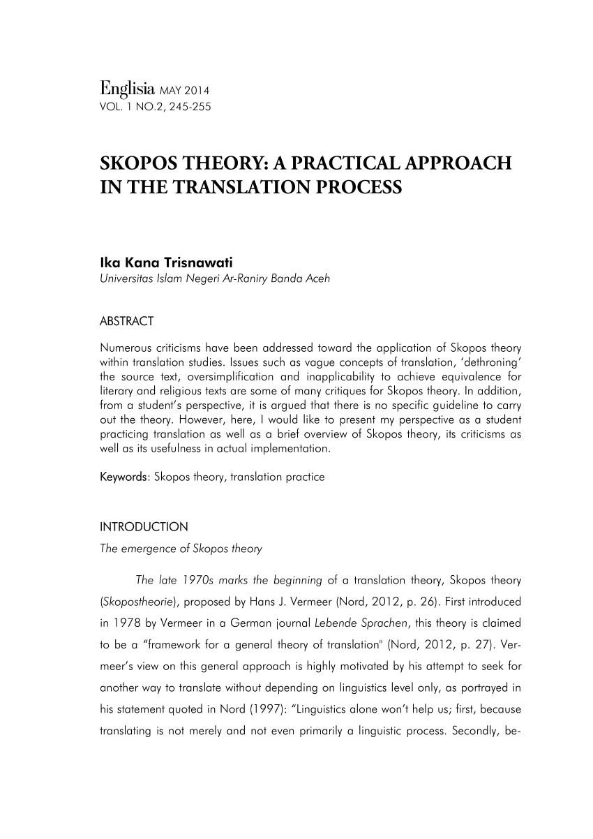 Who is famous for Skopos theory in translation?