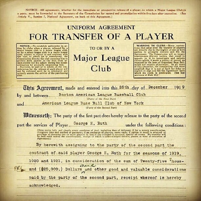 Who owns Babe Ruth contract?