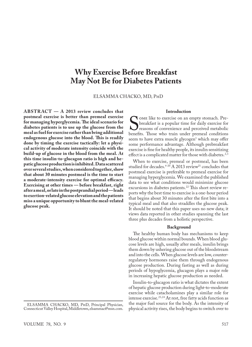 Why exercise before breakfast may not be for diabetes patients?